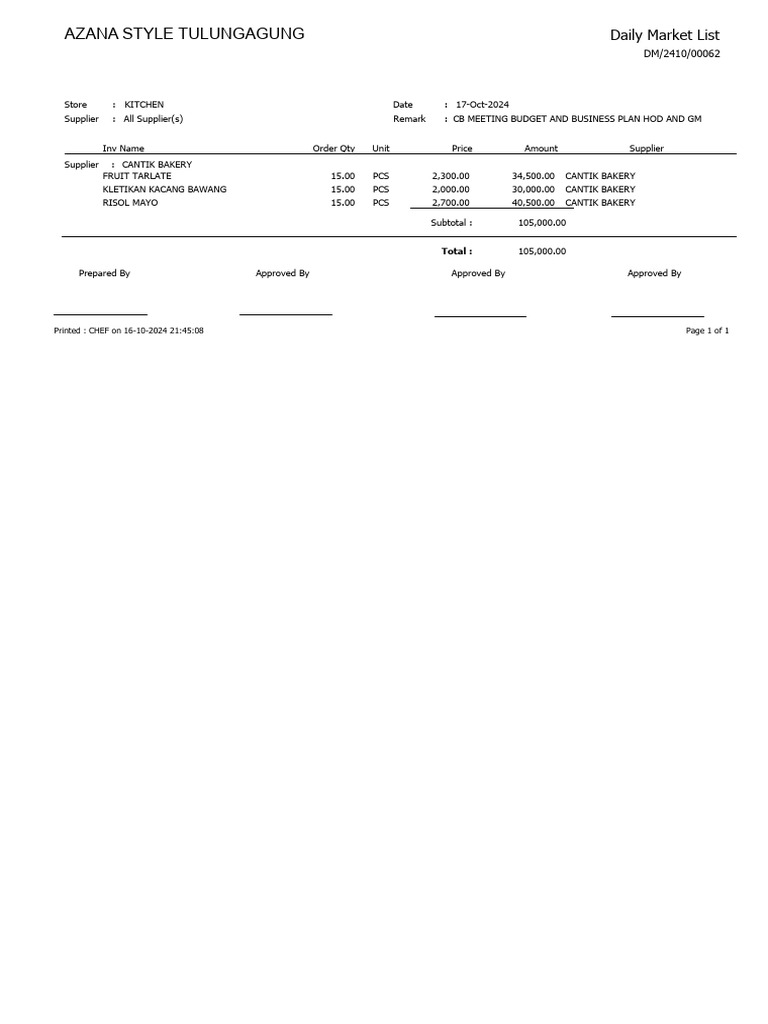 Daily Market List HOD | PDF