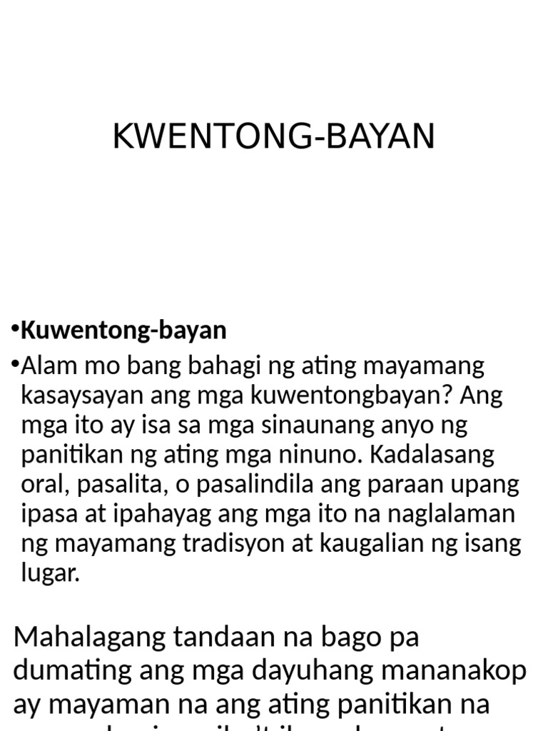 Kwentong-Bayan Fil. 7 | PDF