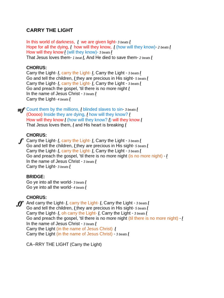 CARRY THE LIGHT | PDF