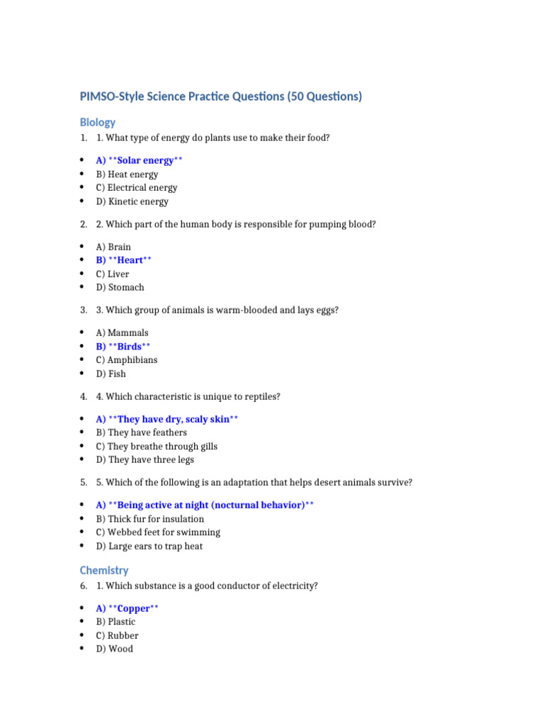 PIMSO Science Practice Questions | PDF | Outer Space | Planets