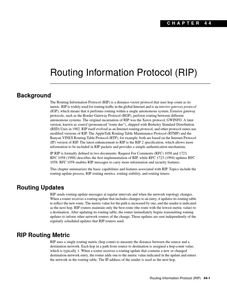 Routing Information Protocol (RIP) : Background | PDF | Routing ...