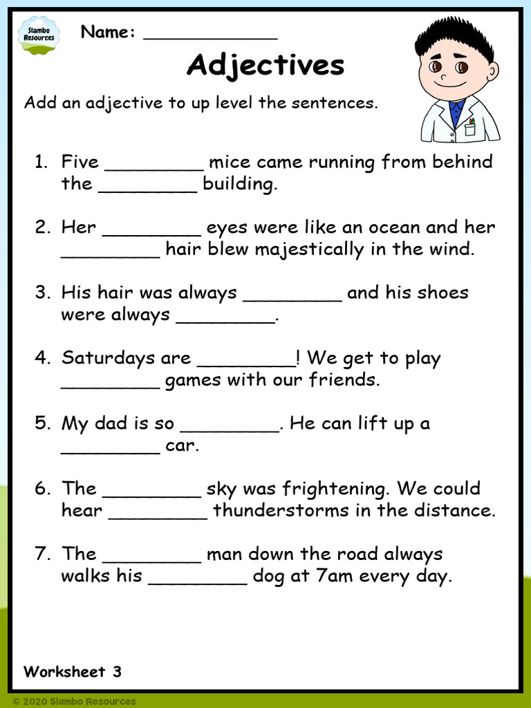 Grade 4 Adjectives Worksheet 3 | PDF