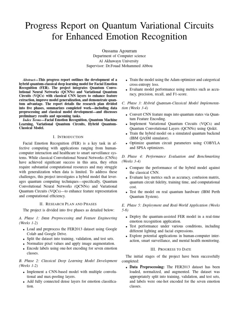 Quantum Progress Report | PDF | Deep Learning | Cognitive Science