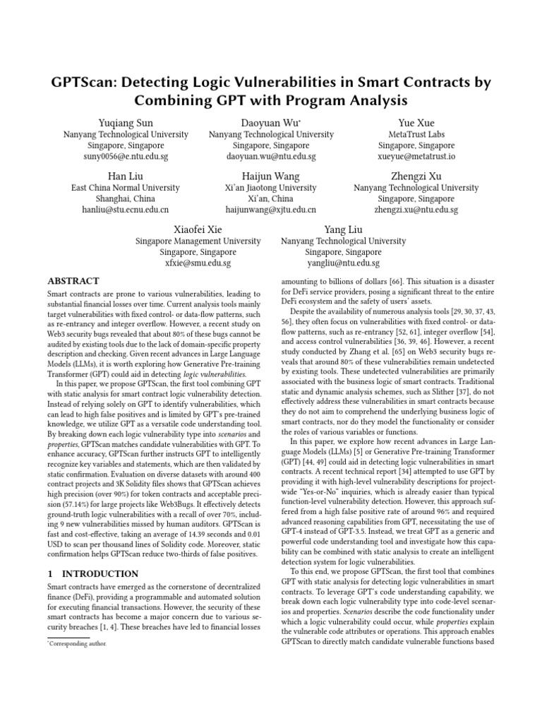 GPTScan | PDF | Variable (Computer Science) | Parsing