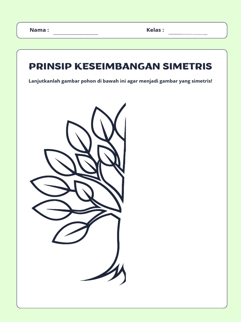Prinsip Keseimbangan Simetris Pohon Dan Bunga Lembar Kerja Seni ...