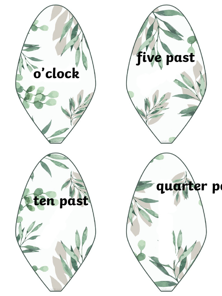 Analogue Clock Flower Labels Cut Outs Editable - Ver - 6 | PDF