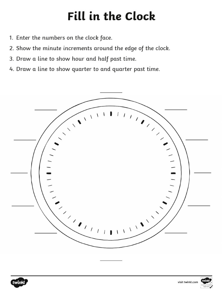 Fill in The Clock Worksheet Editable | PDF