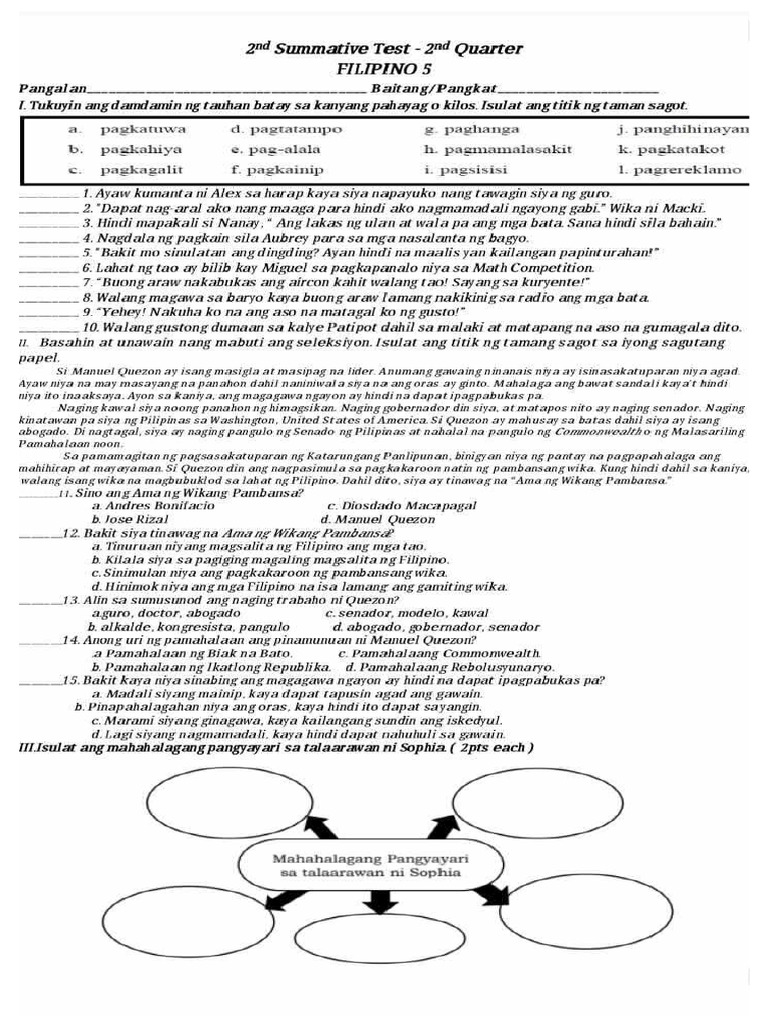 2nd Summative Q2 Filipino 5 | PDF