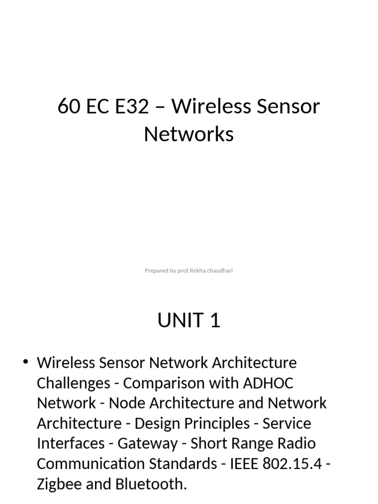 unit 1 | PDF | Wireless Sensor Network | Computer Network