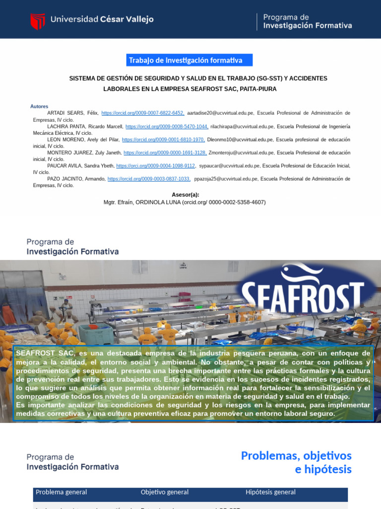 SG-SST y Accidentes Laborales en SEAFROST | PDF | Seguridad y salud ...