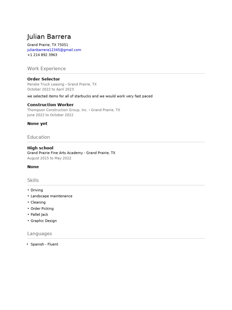 Julian Barrera Resume | PDF