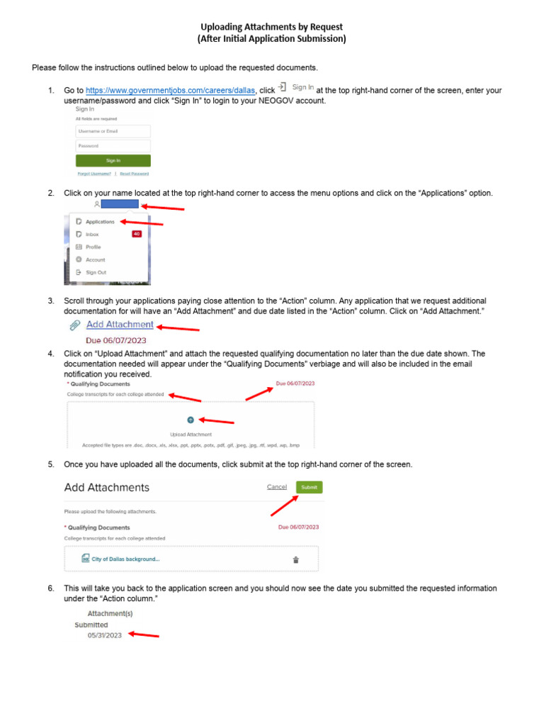 Instructions - Uploading Supplemental Attachments by Request-2023 | PDF