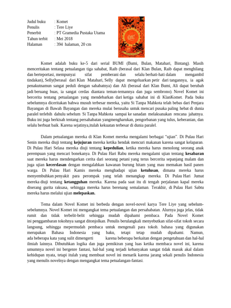 Contoh Resensi Komet | PDF