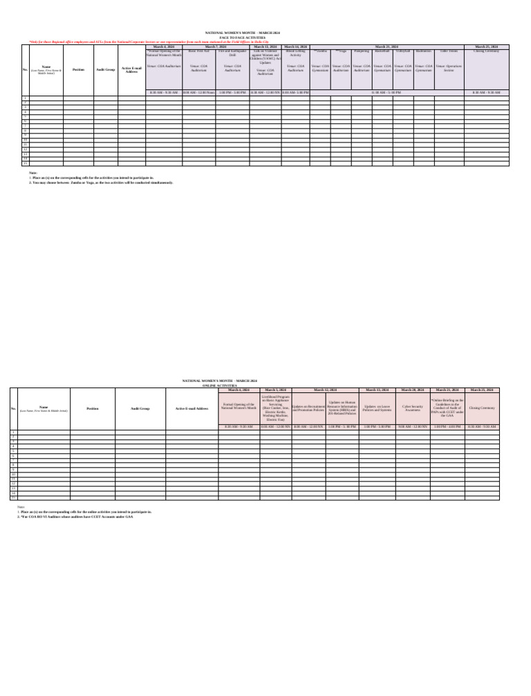 XX Audit Group List of Participants NWM 2024 | PDF