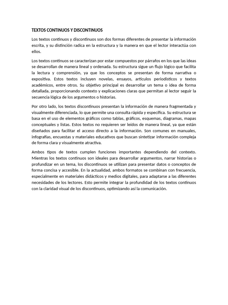 TEXTOS CONTINUOS Y DISCONTINUOS | PDF