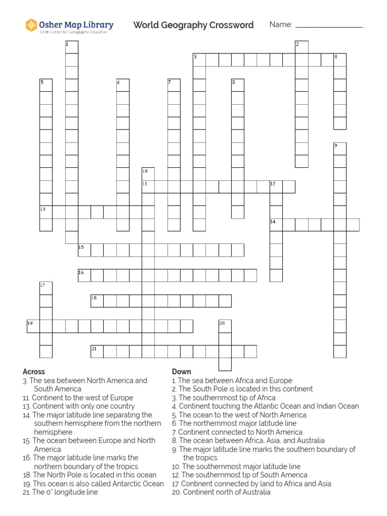 World Geography Crossword Puzzle | PDF