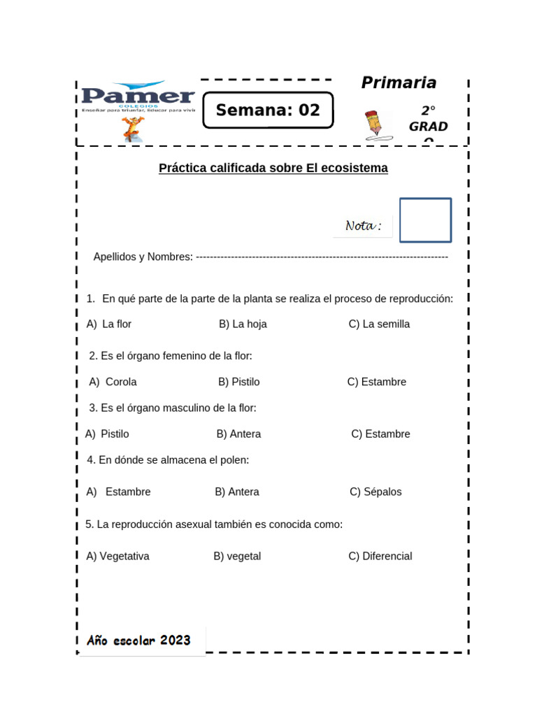 Práctica Calificada Sobre El Ecosistema | PDF