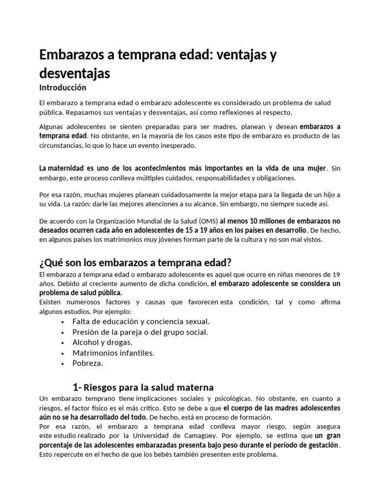 Embarazos A Temprana Edad | PDF | El embarazo | Embarazo en la adolescencia