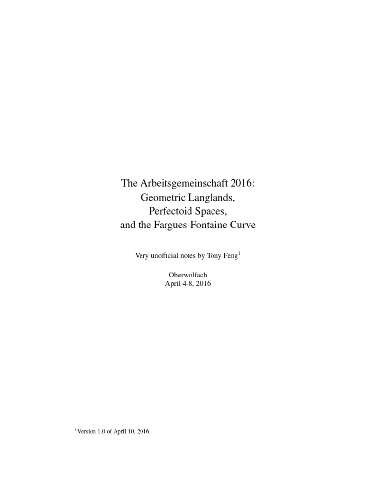 geometric langlands perfectoid spaces and fontaine fargues curves | PDF ...