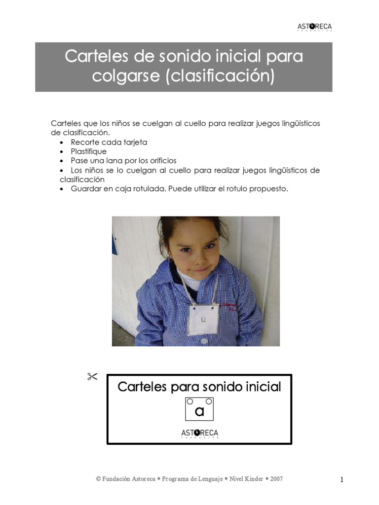 Carteles de Sonido Inicial para Colgarse Clasificación | PDF