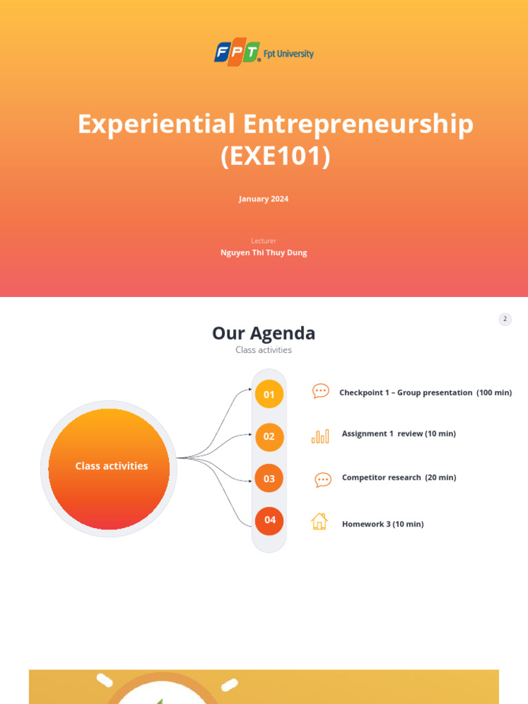 EXE101: Experiential Entrepreneurship Agenda | PDF
