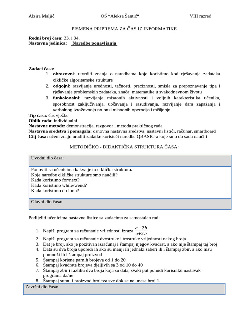 Priprema VIII33 I 34 | PDF