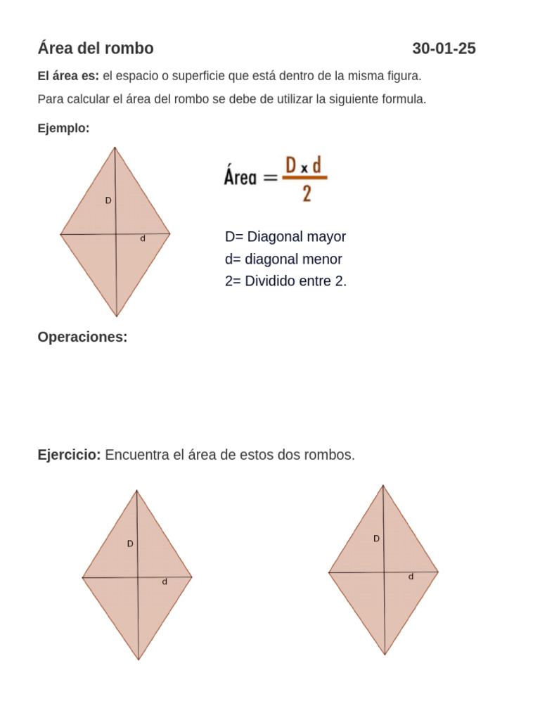 Cómo calcular el área del rombo | PDF