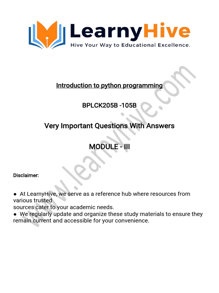 BPLCK205B Module III Important Questions | PDF | String (Computer Science) | Computer File