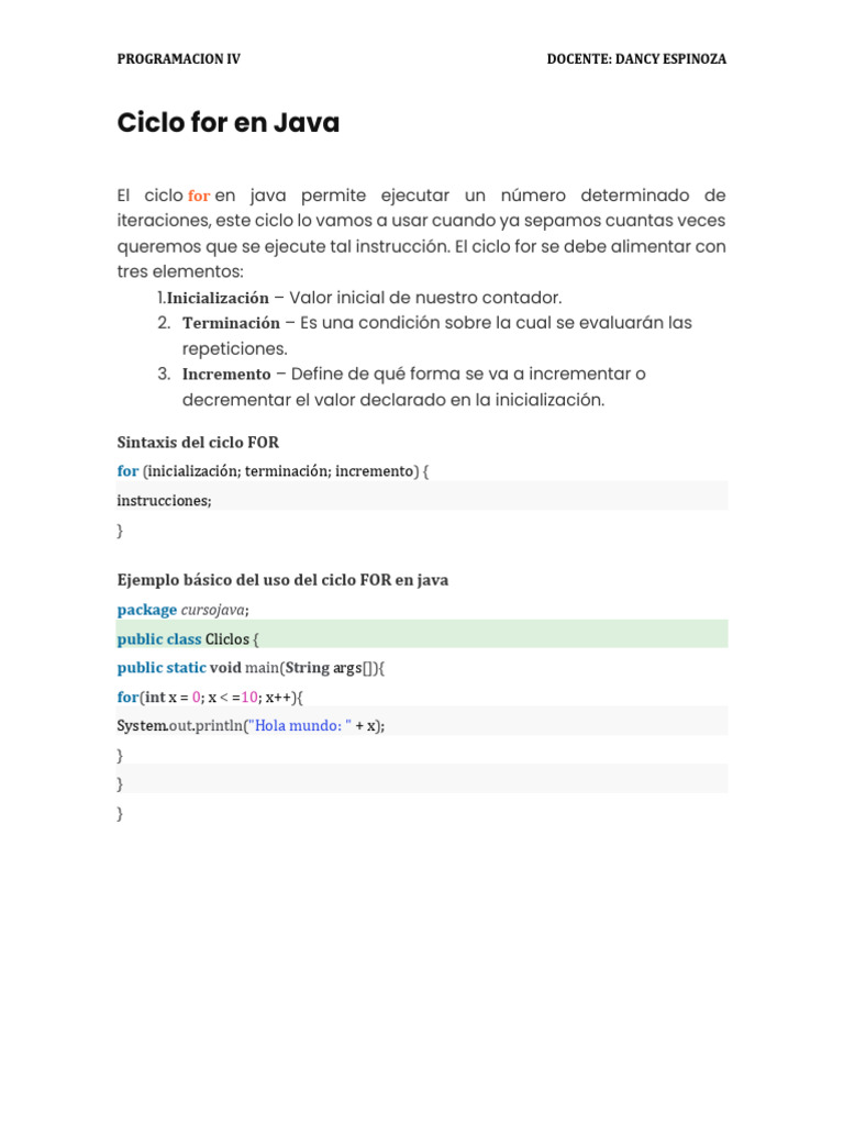 Ciclo en java (5) | PDF