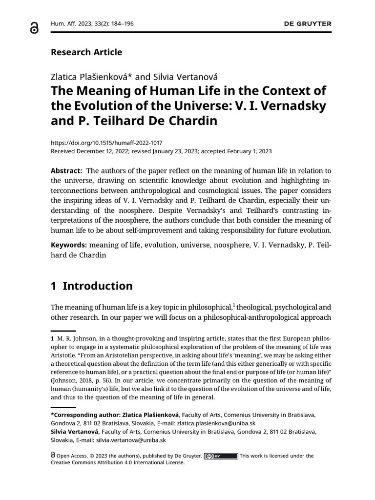 The Meaning of Human Life in The Context | PDF