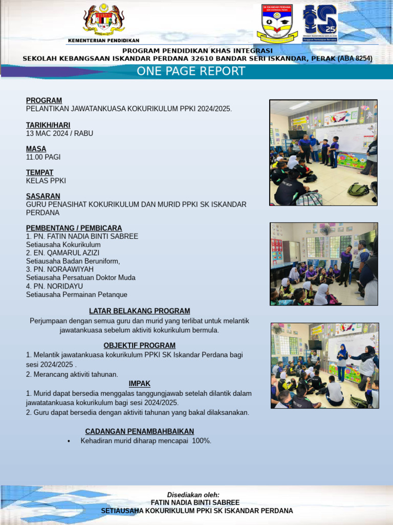 Opr Pelantikan Jawatankuasa Kokurikulum 2024 | PDF