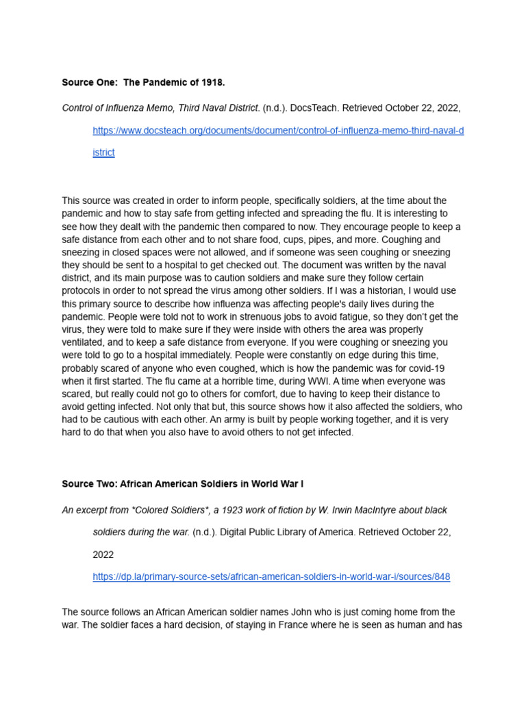 World War I and Sources Midterm | PDF | Influenza | Pandemic