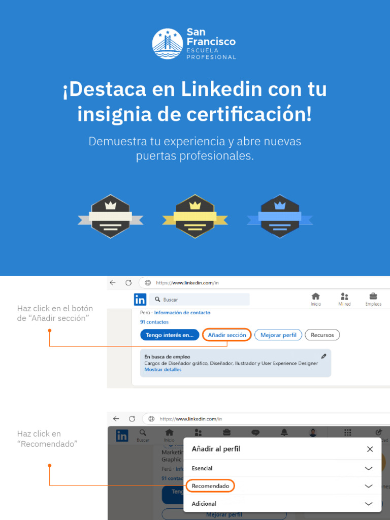 Añade tu Insignia de Certificación en LinkedIn | PDF