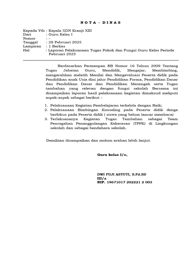 NODIN DWI PUJI ASTUTI FEB 25 TGS. TAMBAHAN &PEMBELAJARAN | PDF