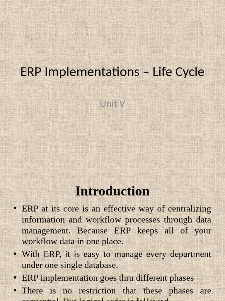 ERP Implementations – Life Cycle | PDF | Enterprise Resource Planning ...