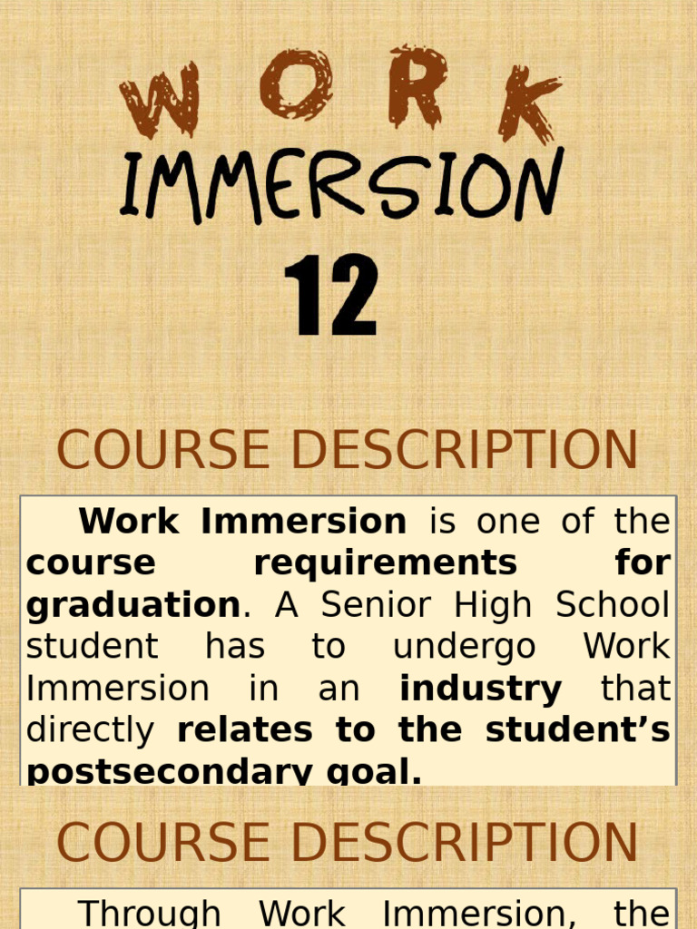 Work Immersion 1 (Work Ethics) | PDF | Employment | Curriculum