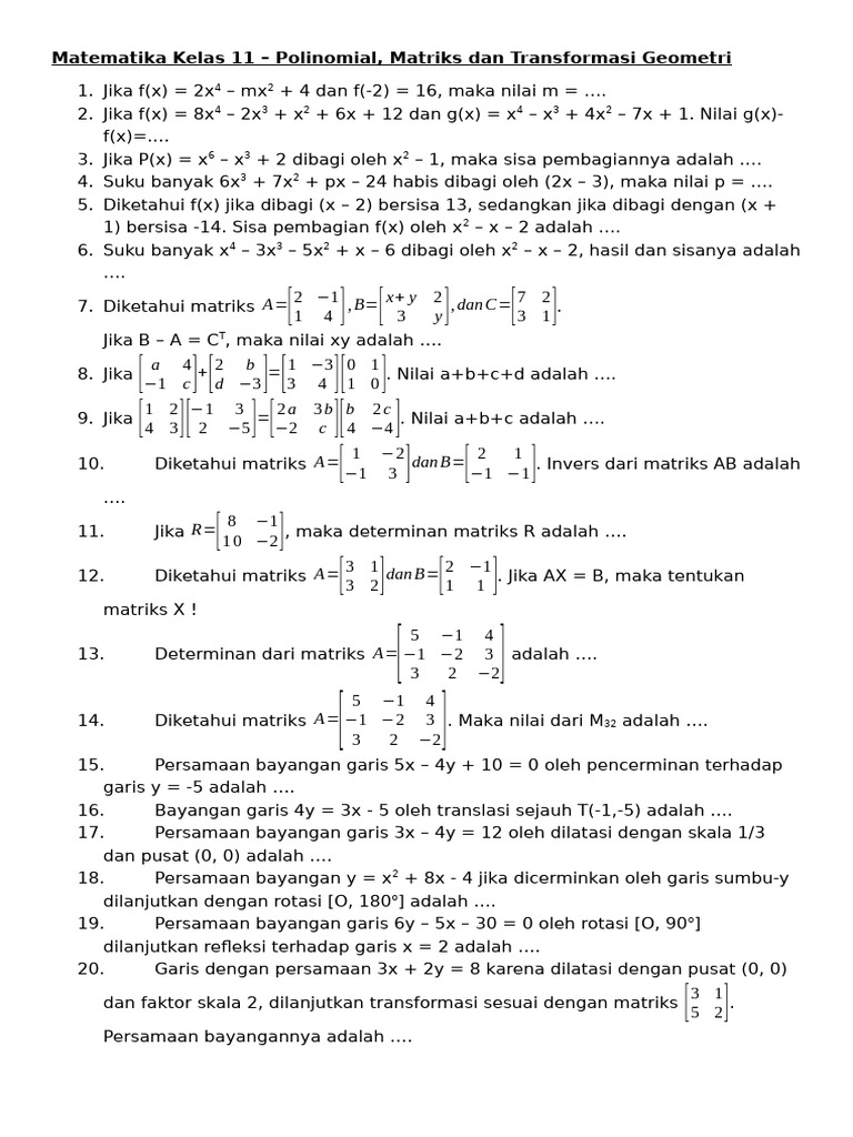 Polinomial, Matriks Dan Transformasi Geometri | PDF