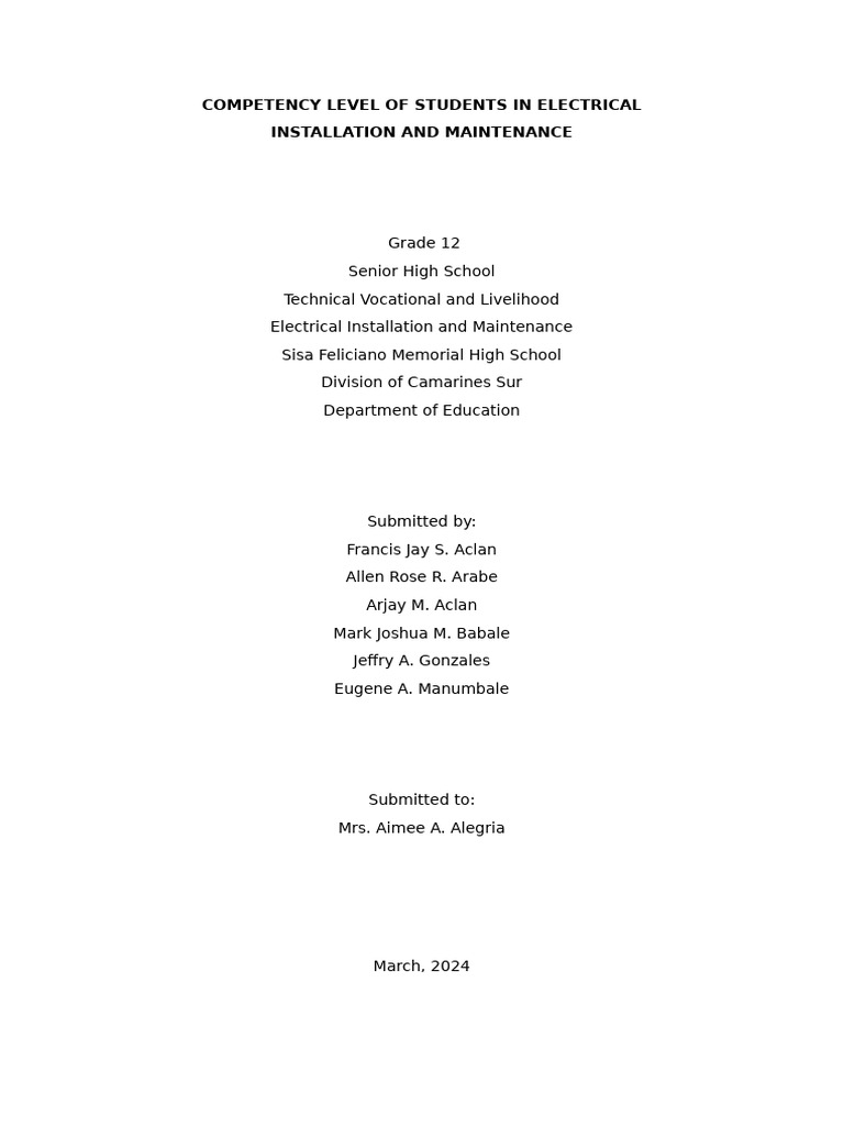 Student Competency in Electrical Maintenance | PDF