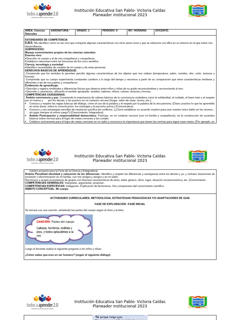 Plan de Ciencias Naturales Grado 1 | PDF | Plan de estudios | Maestros