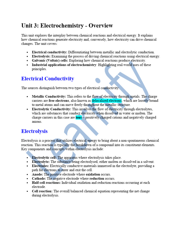 Grade 10 Chemistry Unit 3 | PDF | Anode | Electrochemistry