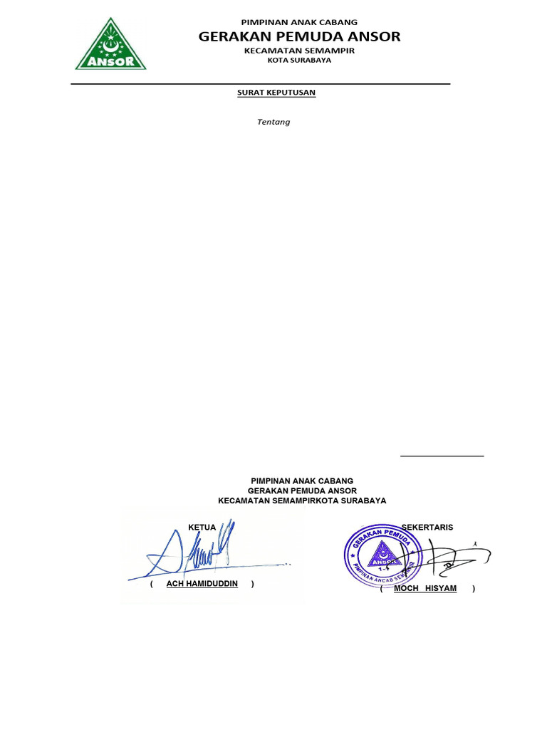 Contoh SK Rijalul ansor | PDF