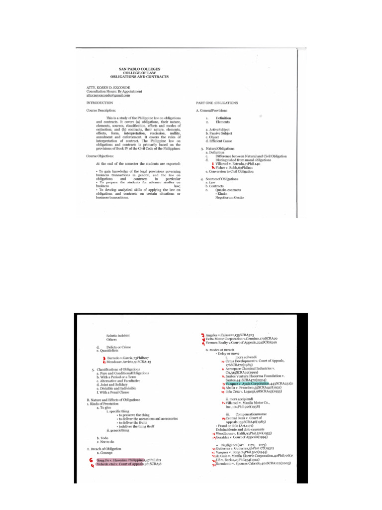 Obli Con Syllabus | PDF