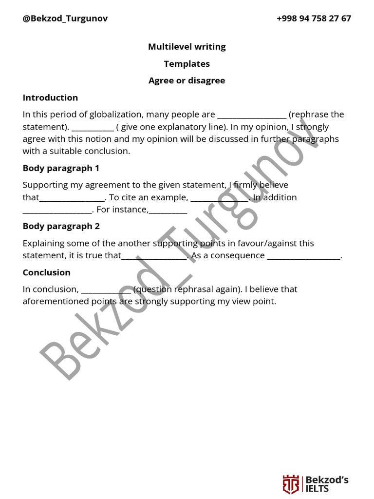 Multilevel Writing Templates Guide | PDF | Reason