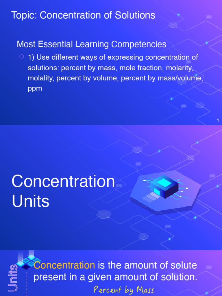 Concentration of Solutions Explained | PDF | Concentration | Molar ...