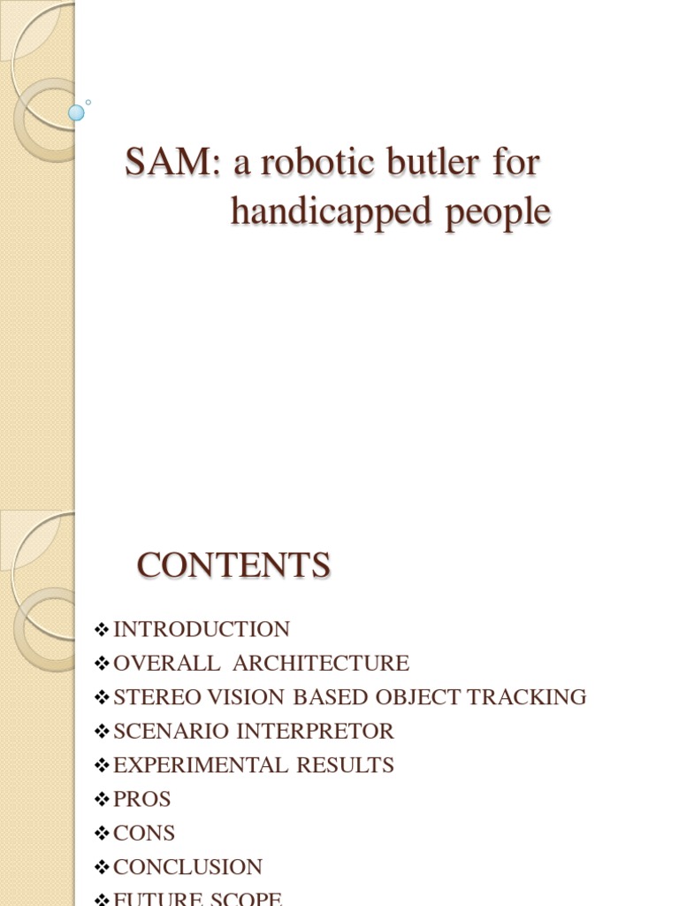 SAM: A Robotic Butler For Handicapped People | PDF | Robotics | Web Service