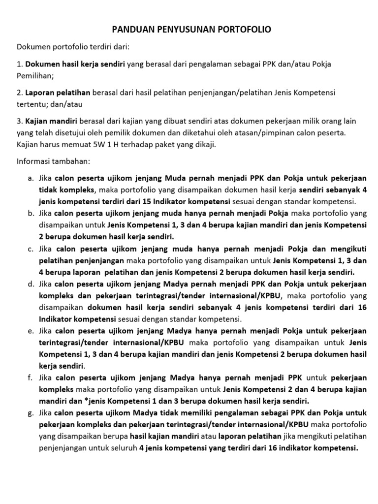 Panduan Penyusunan Portofolio-Metode Baru | PDF