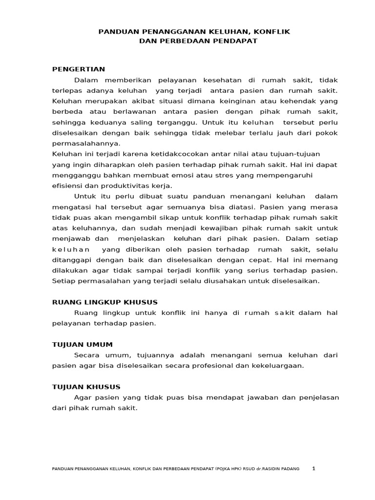 PANDUAN PENANGANAN KOMPLAIN | PDF