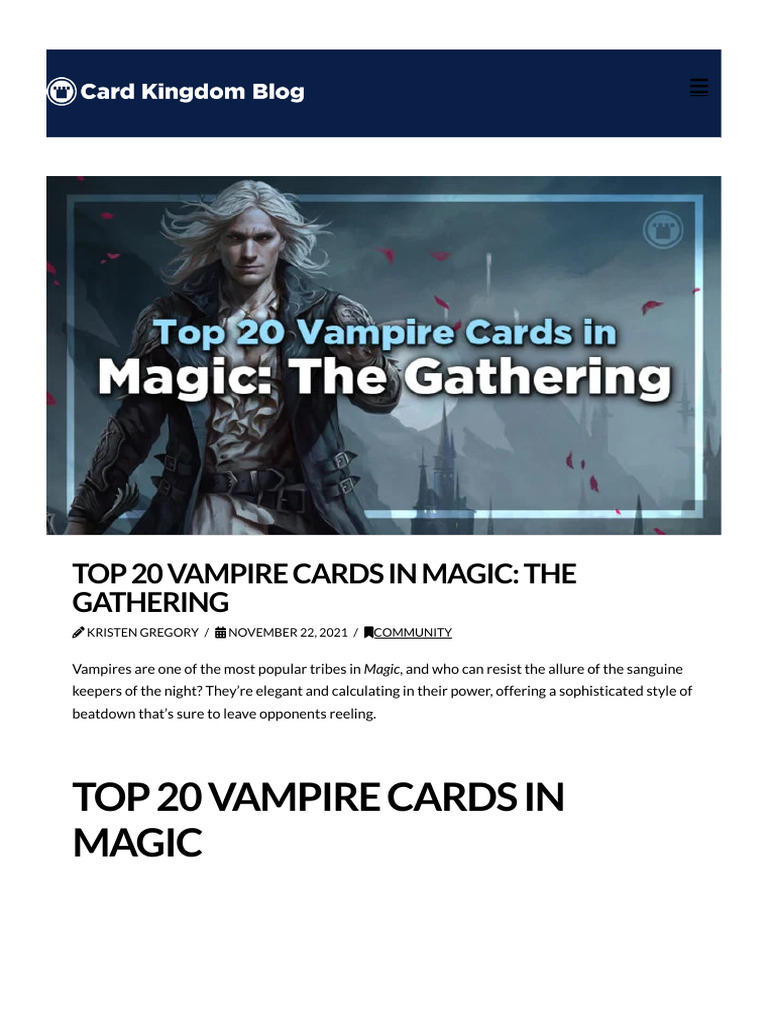 Magic's Top 20 Vampire Cards | PDF | Fantasy | Trading Cards