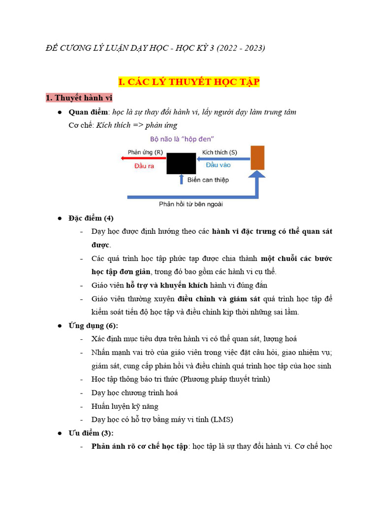 De Cuong Ly Luan Day Hoc BNGM | PDF