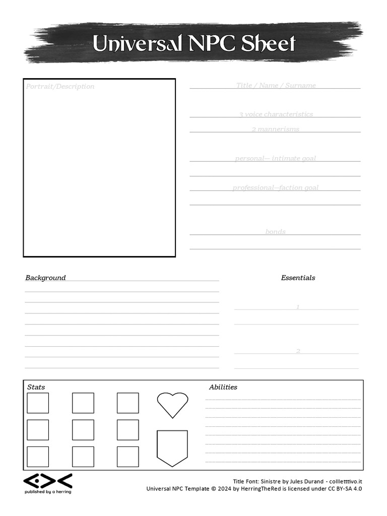 Universal NPC Sheet With Stats - GM Tool | PDF | Role Playing Games